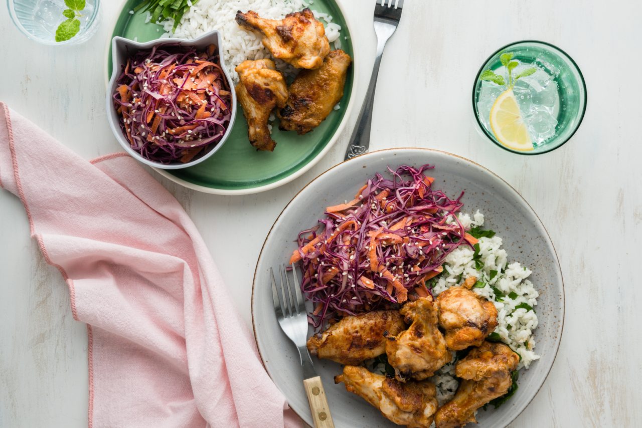 Sticky Thai Chicken Nibbles With Slaw & Coconut Rice | My Food Bag ...