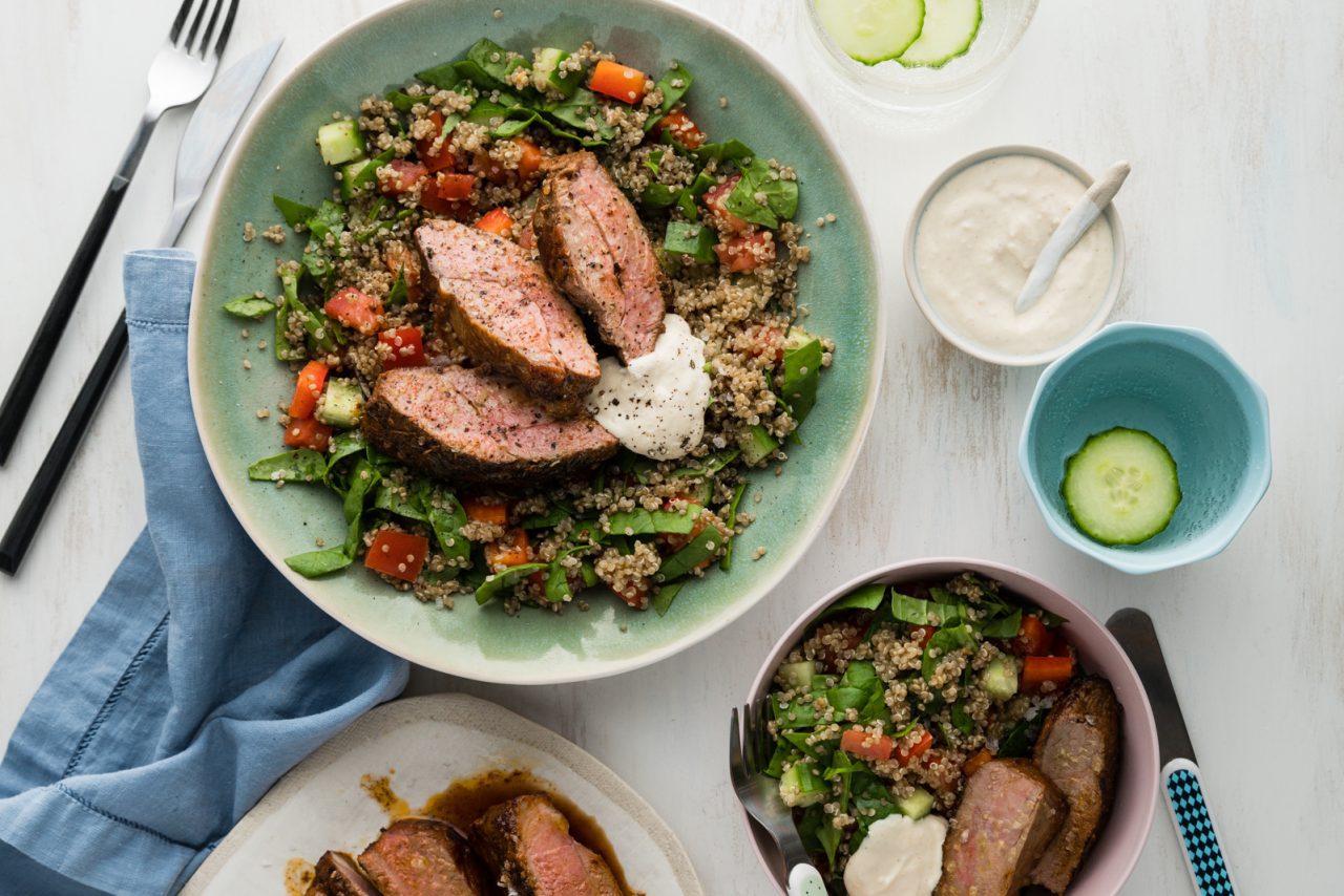 Butterflied Leg Of Lamb With Veggie Quinoa & Creamy Hummus | My Food ...