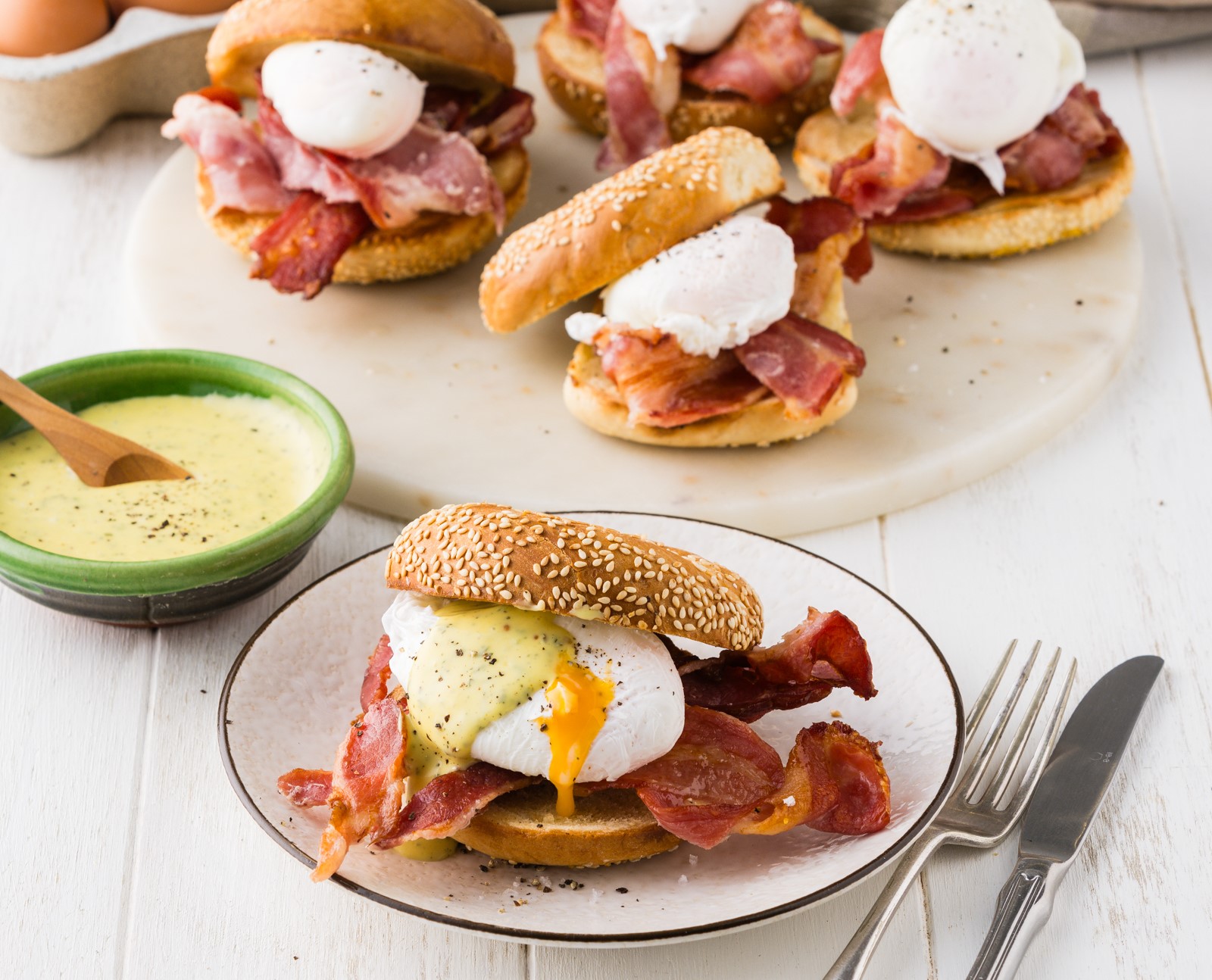 Eggs Benedict Bagels | Blog - Add On Recipes - Bargain Box - My Food Bag